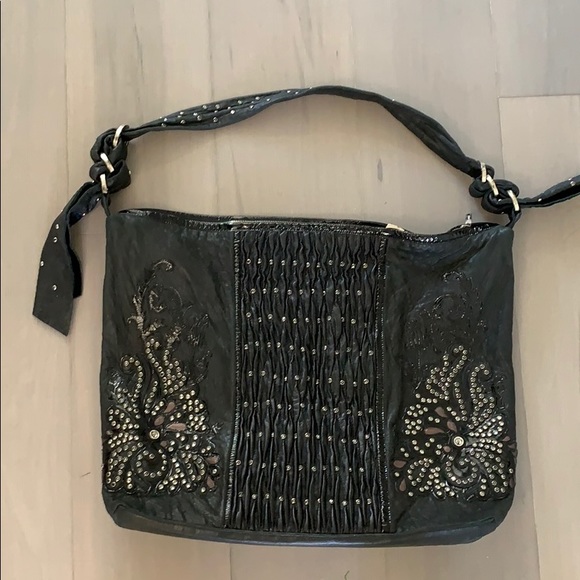 Kippys | Bags | Extra Large Kippys Swarovski Leather Black Bag | Poshmark